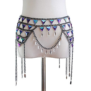 CanB Rhinestone Body Chains Sexy Body Belly Waist Skirt Chain Festival Body Jewelry for Women and Girls (Ⅳ)
