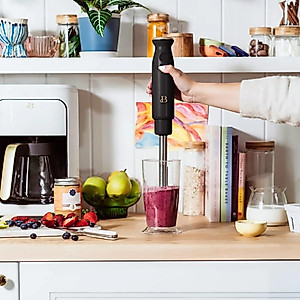 Beautiful 2-Speed Immersion Blender with Chopper & Measuring Cup, Black Sesame by Drew Barrymore