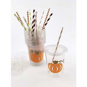 Orange Pumpkin Cups - 12 Ct Kids Birthday Party or Little Pumpkin Baby Shower