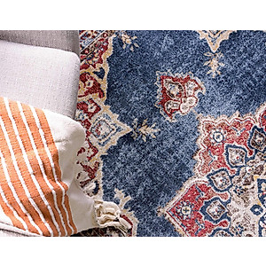 Unique Loom Utopia Collection Traditional Classic Vintage Inspired Area Rug with Warm Hues, 7' Octagon, Dark Blue/Beige