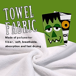 Croar Halloween Mummy Kitchen Dish Towels Set of 2, Frank.en Stein Drying Hand Towels Spider Baking Cooking Cloth, Funny Holiday Home Kitchen Decoration 18 x 26 Inch