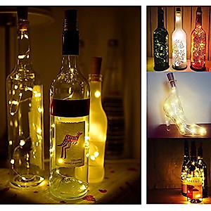 Decorman 10 Pack Solar Powered Wine Bottle Lights, 10 LED Waterproof Copper Cork Shaped Lights for Wedding/Christmas/Outdoor/Holiday/Garden/Patio/Yard/Pathway Decor (Warm White)