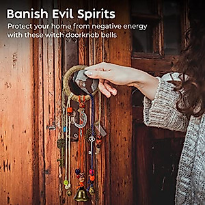 Witch Bells for Door Knob Protection - Wicca Altar Bell for Negative Energy Protection - Witches Bells Door Knob Decor - Bless Home with Positive Energy - Wiccan Bell Witch Protection Witchy Gifts