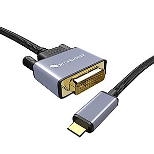 BlueRigger USB C to DVI Cable (6FT, 4K 30Hz, USB 3.1 Type C to DVI, Thunderbolt 3 to DVI) USB-C to DVI-D Cable Compatible with Samsung Galaxy, Surface Book, MacBook Pro, Dell, Pixelbook and More
