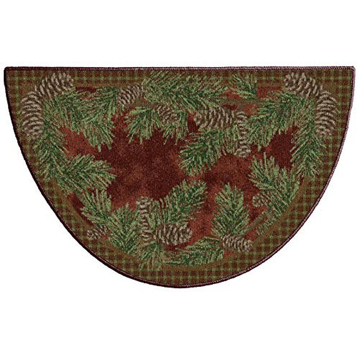 Brumlow MILLS Pine Cone Rustic Fall Winter Gingham Area Rug for Kitchen, Bathroom Mat, Doorway, Bedroom or Home Decor, 19" x 32", Burgundy