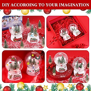 6 Pieces 4 Inch Plastic Snow Globes Clear Water Globes with Screw Off Cap DIY Snow Globes Water Globe Jar with Christmas and Diamond Sticker for DIY Crafts Home Decoration