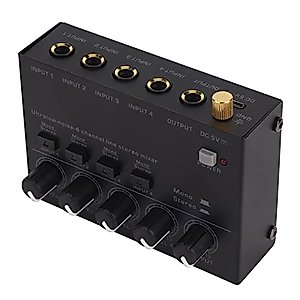 4 Channel Line Mixer, High Sound Quality Simple Operation Mode 4 Channel Studio Headphone Amplifier Independent Volume Control for Studio(#3)