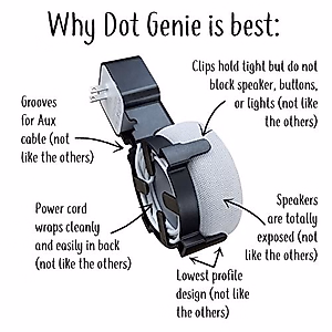 Dot Genie [Square Plug ONLY 2018-2021: Dot 3rd Gen Wall Mount | The Original Outlet Hanger | No Muffled Sound | Exposed Speaker Grill, Mics, and Lights (Black, 1-Pack)