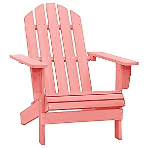 Tidyard Patio Adirondack Chair Solid Fir Wood Pink Outdoor Fire Pit Chair Wooden Garden Armchair for Porch Pool Lawn Deck Backyard Balcony Outdoor
