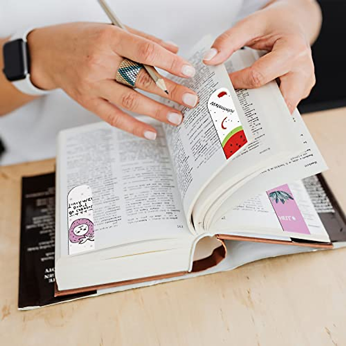 MWOOT 30Pcs Magnetic Bookmarks, Cute Assorted Magnet Page Markers Set, Cartoon Fruit Magnetic Page Clips Bookmark for Kids Students School Office Book Lovers Reading Supplies(30 Styles, 6x2CM)