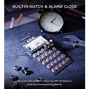 teen age engineering Pocket Operator PO-16 Factory Lead and Chord Synthesizer and Sequencer Bundle with Blucoil 3-Pack of 7" Audio AUX Cables, and 4 AAA Batteries