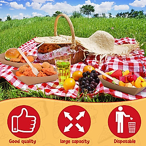 1000 Pcs Disposable Kraft Food Trays, Heavy Duty 2lb Coated Cardboard Food Boats, Disposable Wooden Forks Biodegradable Holds Nachos, Tacos, Hot Dogs and More Picnic Fiesta Camping Kiosk Supplies