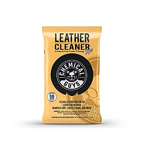 Chemical Guys PMWSPI20850 Leather Cleaner Wipes Mega 50 Pack for Car Interiors, Furniture, Boots, and More, Works on Natural, Synthetic, Pleather, Faux Leather and More, (50 Ct)