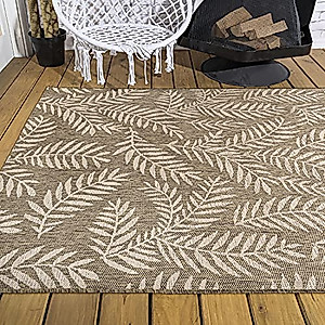 JONATHAN Y SMB119A-9 Nevis Palm Frond Indoor Outdoor Area-Rug Coastal Floral Easy-Cleaning Bedroom Kitchen Backyard Patio Non Shedding, 9 X 12, Brown/Beige