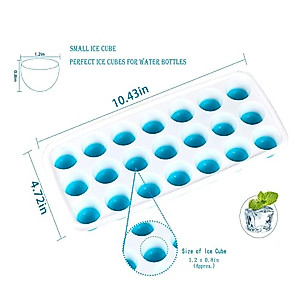 Ice Cube Trays Easy Release-Odor free,Spill Resistant Lid Included,2 Pack, Small Size, Stackable 42 Cubes,Silicone(Blue)