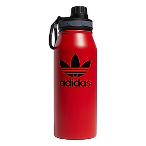 adidas Originals 1 Liter (32 Oz) Metal Water Bottle, Hot/Cold Double-Walled Insulated 18/8 Stainless Steel, Better Scarlet/Black/Onix Grey, One Size