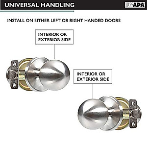 Ilyapa Passage Door Knob for Hall and Closet - Ball Style, Satin Nickel Interior Keyless Non Locking Indoor Doorknob, Round Door Handle, Satin Nickel, 10 Pack
