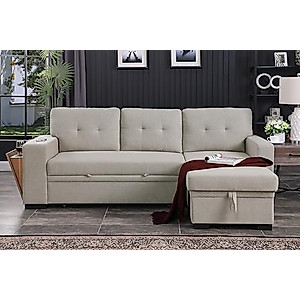 Devion Furniture Alexis Sofabed, 92" W x 53" D x 35H, Light Gray