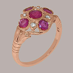 LetsBuyGold 10k Rose Gold Ruby & Cubic Zirconia ring Womens Statement Ring - Size 11.75