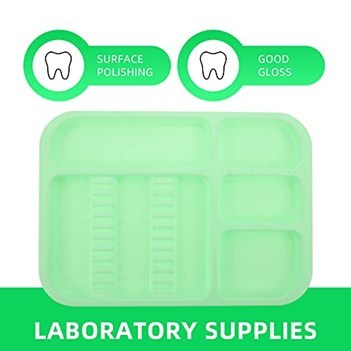 Healifty Instrument Tray Dental Dentist Instrument Tray Autoclavable Tray Plastic Tray Divided Separate Tray Light Green