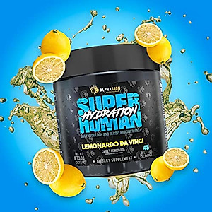 Alpha Lion Superhuman Hydration, Great Tasting Sugar Free Drink Mix, Six Essential Electrolytes, Increase Hydration and Performance, Trace Minerals Vital for Recovery (45 Servings, Sweet Lemonade)