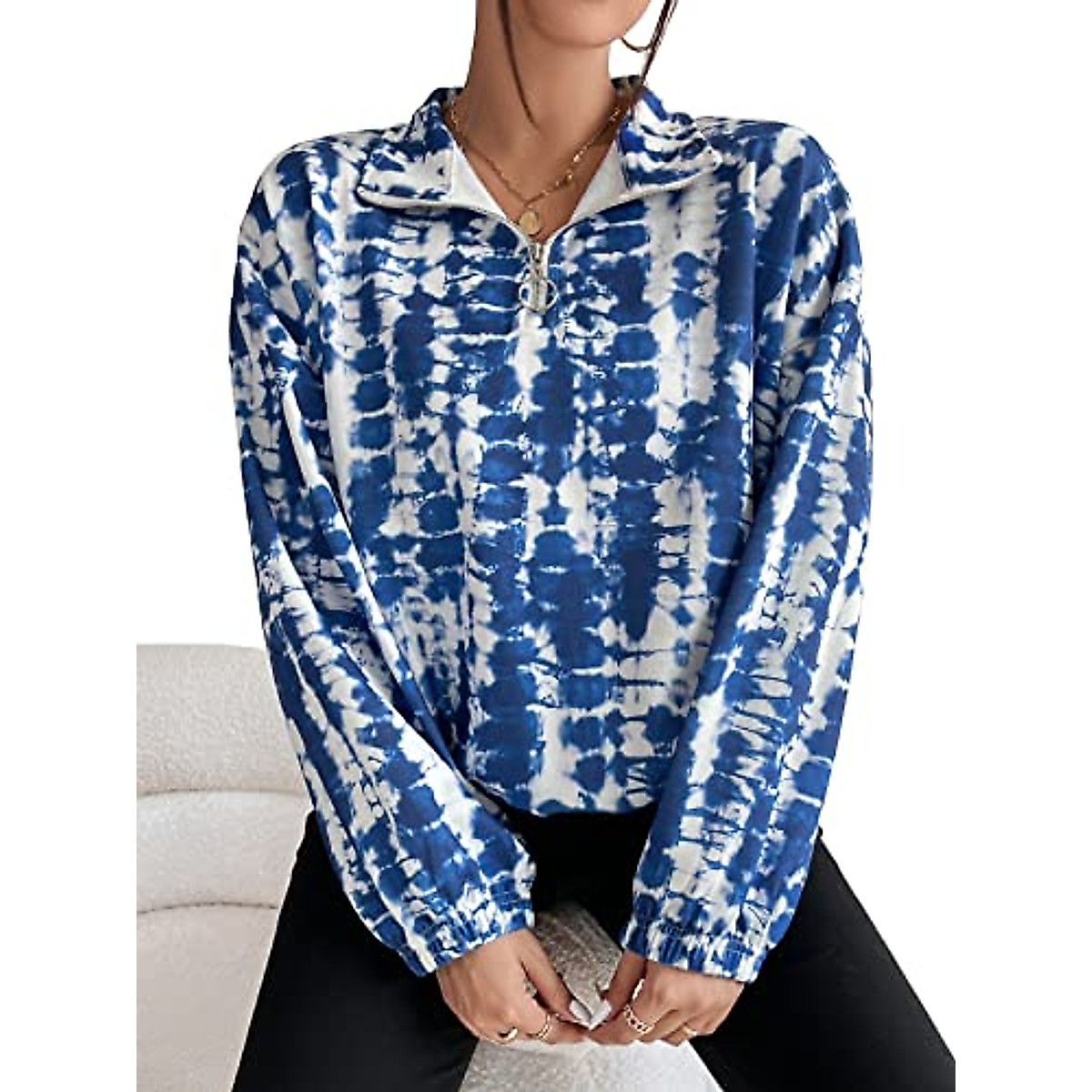 Gdlifecome Womens Half Zip Pullover Long Sleeve Print Sweatshirt Womens all Fashion 2022 Pullover