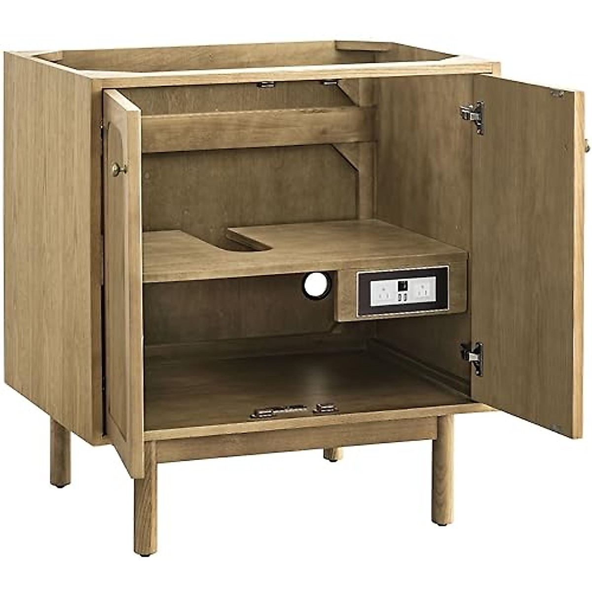 James Martin Vanities 545-V30 Laurent 30" Free Standing or Wall Mounted Single Basin Ash Wood Vanity Cabinet Only with USB Port and Electrical Outlet - Light Oak