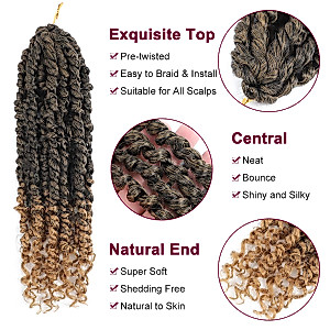Passion Twist Hair - 8 Packs 14 Inch Passion Twist Crochet Hair For Women, Crochet Pretwisted Curly Hair Passion Twists Synthetic Braiding Hair Extensions (14 Inch 8 Packs, T27)