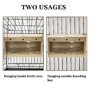 Hamiledyi Parakeet Nesting Box Transparent Budgie Nest Breeding Box with Perch Wood Bird House for Cage Natural Lovebird Breeder Box for Parrot Finch Canary Conure Mating Hatching (5 x 9.84 x 5.31 in)