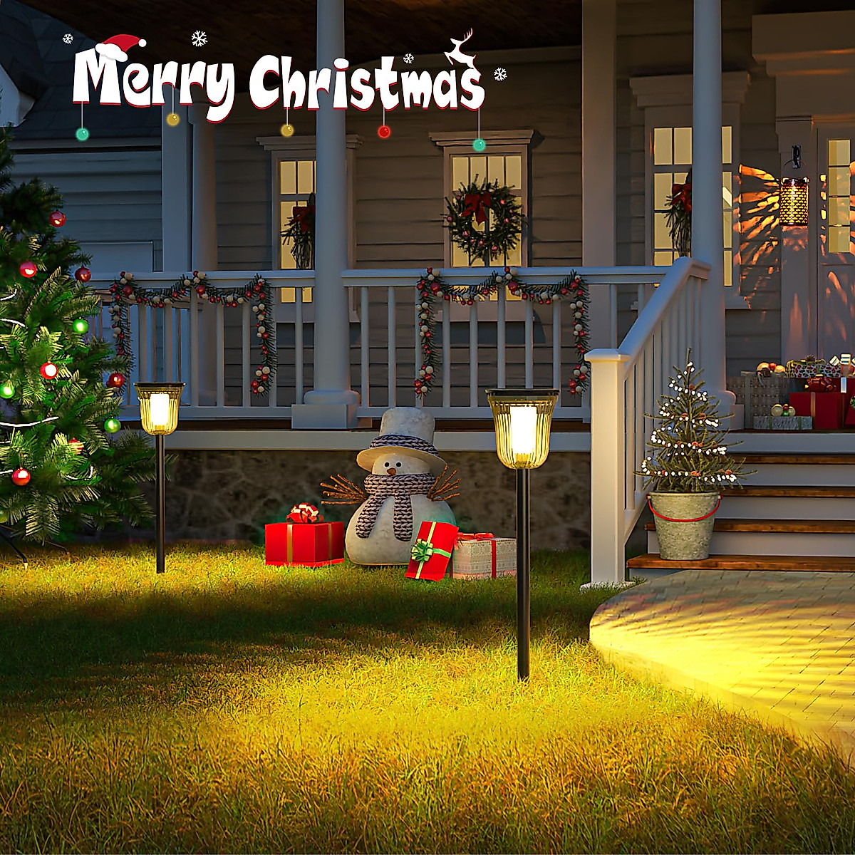 JSOT Solar Pathway Lights Outdoor Waterproof Color Changing,2 Modes Auto On/Off Solar Powered Lights for Garden Backyard Driveway Landscape 6 Pack