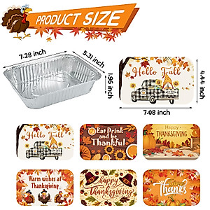 HABDJILTY 30 Thanksgiving Foil Food Containers with Lids Thanksgiving Treat Foil Containers Aluminum Treat Exchange & Goody Party Leftovers for Leftovers for Holiday Festival Thanksgiving