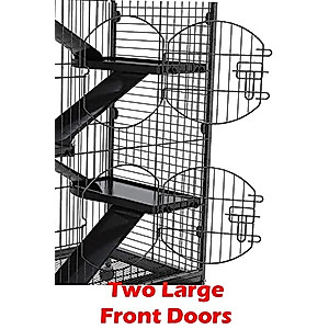 Large 37-inch 4-Levels Metal Ferret Guinea Pig Cage 2 Large Front Doors Small Animal Hutch for Squirrel Rabbit Chinchilla Large Size Rat Hedgehog Cat Indoor Outdoor Use
