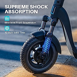 SmooSat MAX Folding Commuter Scooter for Adults, Electric, 500W Brushless Motor, Front Suspension, 30 Miles Real Range, Up to 18.6 MPH Speed, 10" Solid Tires, 264 lbs Max Load