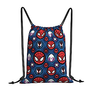 OUOUO Cool Superheros Drawstring Backpack Gym Bag Waterproof Training Gymsack Sport Strap Pack for Girls Boys Teens, Blue