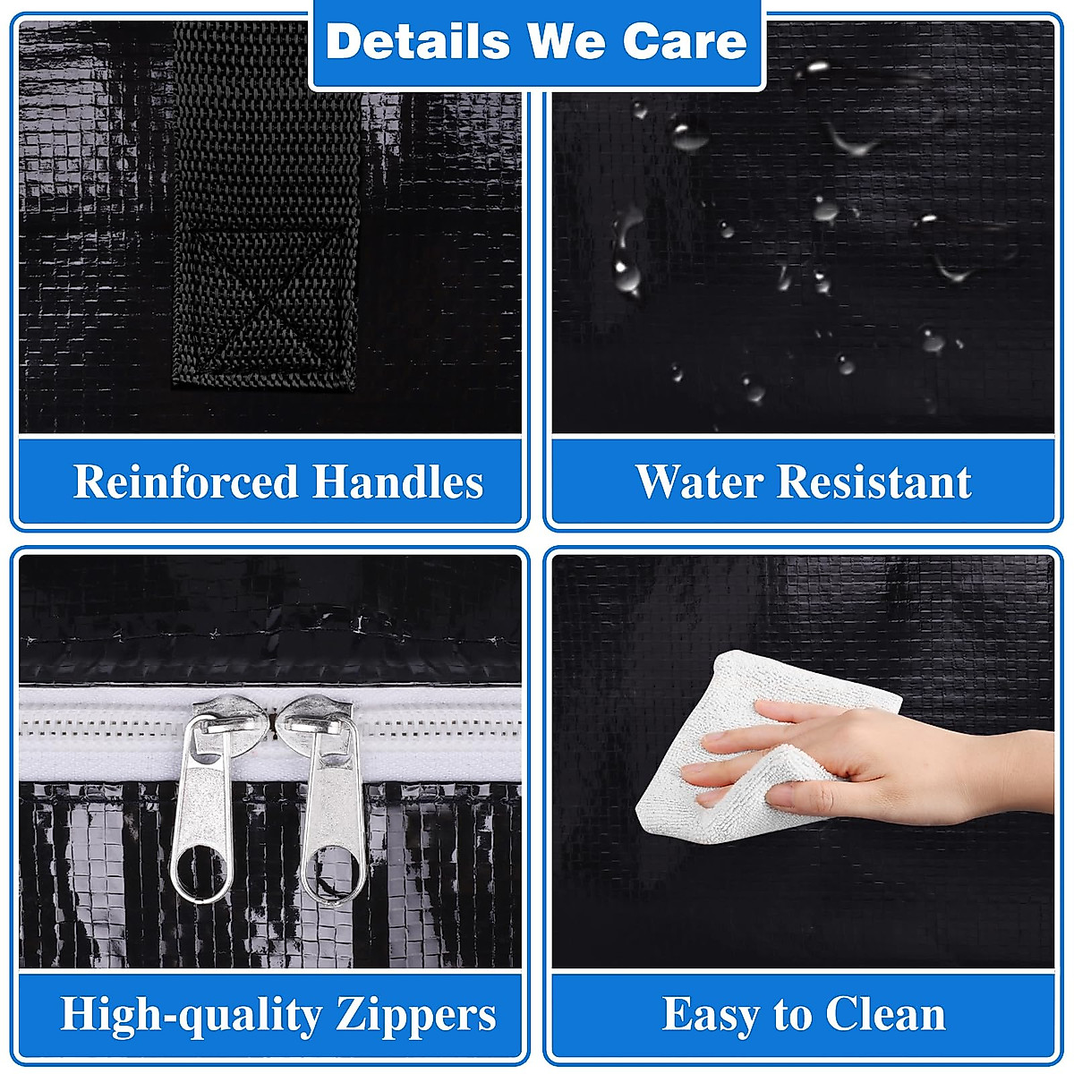 StorageRight Large Moving Bags Heavy Duty Storage Totes for Storage,Packing & Moving Collapsible Moving Supplies with Large Capacity, Reinforced Zippers and Handles, 88L, 8 Packs