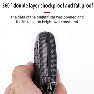 WFMJ Black Carbon Fiber + Silicone Button Smart Remote 5 Buttons Key Fob Cover Case Shell Fob for Jeep Grand Cherokee Dodge Challenger Charger Dart Durango Journey Chrysler 300