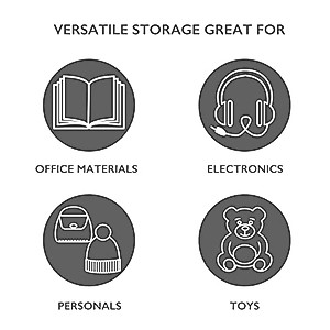 Ginsey Home Solutions Home+Solutions Plastic and Bamboo White Large Crystal Bin - Multipurpose Storage Container (81534)