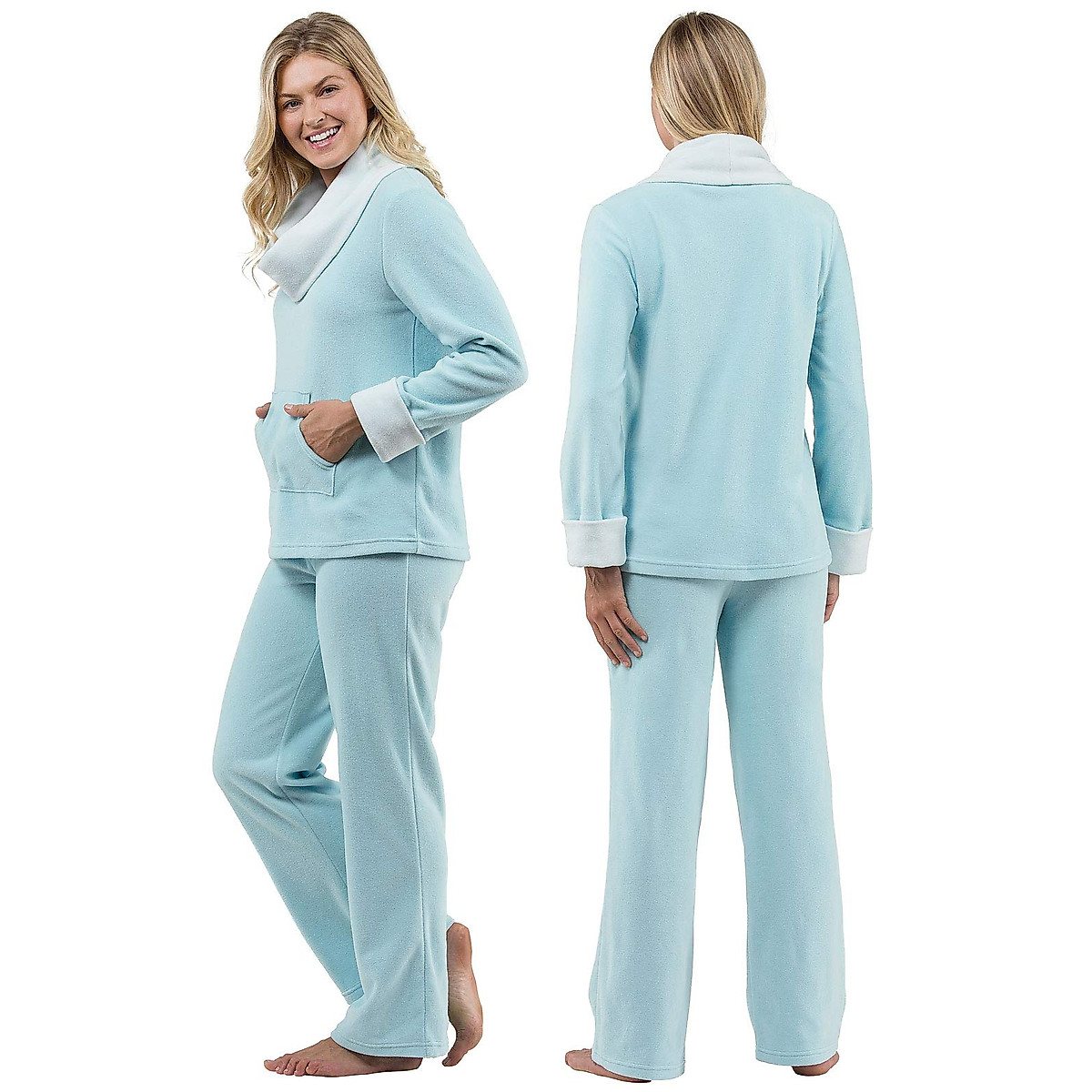 PajamaGram Pajama Sets For Women Soft - Womens Fleece Pajamas, Teal, MD