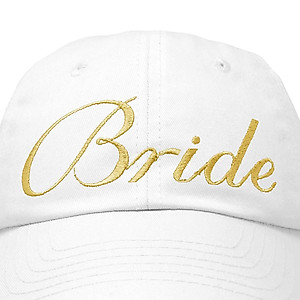DALIX Bachelorette Party Hats Bride Squad Dad Caps Wedding Bridal Shower White