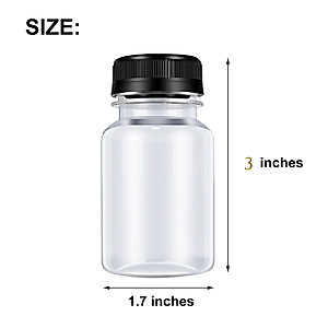 12 Pcs Plastic Juice Bottle, Reusable Drink Containers, For Juice, Milk, Smoothie And Other Drinks, With Black Lid, 3 OZ