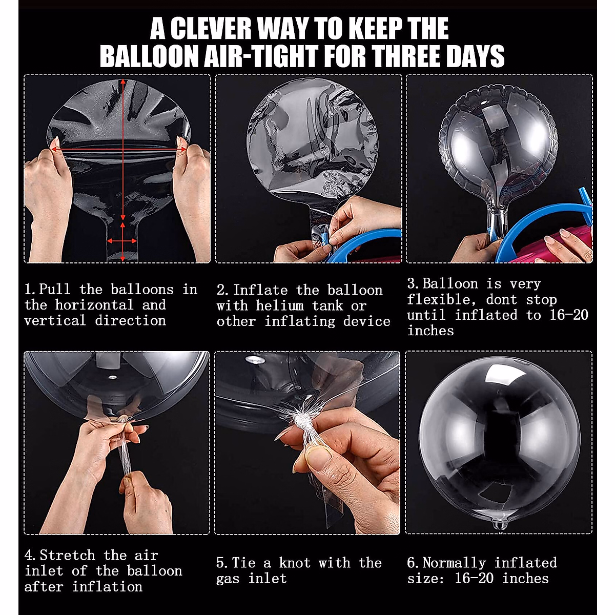 20 Inch Bobo Balloons Bubble Balloons, 10 Pcs Clear Bobo Balloon, Large Transparent Bubble Balloon for Christmas Wedding Birthday Party Decoration