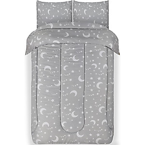 Utopia Bedding All Season Moon Star Comforter Set with 2 Pillow Cases, 3 Piece Soft Brushed Microfiber Kids Bedding Set for Boys/Girls, Machine Washable (Twin)