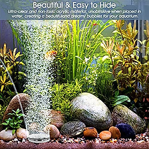 hygger Air Stones for Aquariums, Transparent Acrylic Fish Tank Bubbler Kit with Air Tube, Ultra Silent Bubble Stone Super-High Dissolved Oxygen Diffuser for Aquarium Fish Tank and Hydroponic