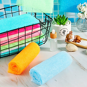 Tatuo 12 Pack 36 Inch Extra Long Exfoliating Bath Cloth Towel Nylon Bath Towel Korean Exfoliating Cloth Japanese Shower Cleaning Sponges for Back Body(12 Color)