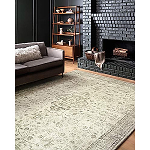 Loloi II Rosette Collection ROS-02 Ivory/Silver, Traditional 7'-6" x 9'-6" Area Rug