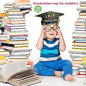 30 Pieces Preschool Paper Graduation Crown for Kids Colorful Adjustable Paper Hats Graduation Congrats Hats for Kindergarten Student Grad Ceremony Party Supplies