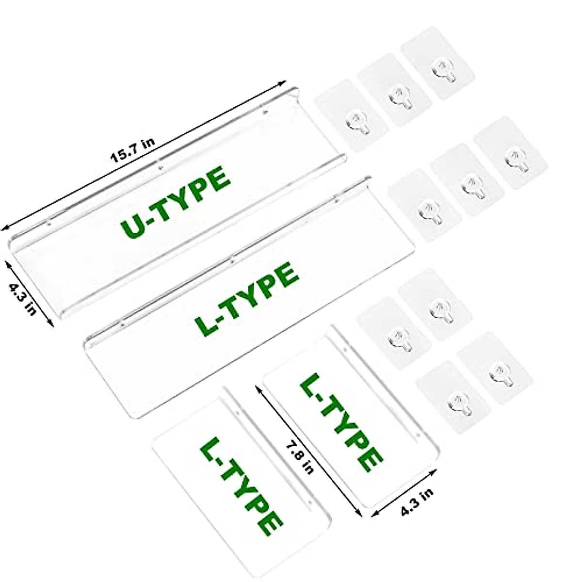 WZXYBP Acrylic Floating Shelves,Invisible Wall Mounted Display Organizer Ledge Shelf for Kids Room, Living Room, Office, Bedroom, Bathroom, Kitchen(4pack)