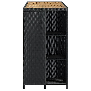 AJSEOYBS Bar Table,Bar Height Pub Table, Rectangle High Top Kitchen & Dining Tables,Indoor use,Bar Table with Storage Rack Black 47.2"x23.6"x43.3" Poly Rattan