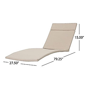 Christopher Knight Home Salem Outdoor Water Resistant Chaise Lounge Cushion, Textured Beige