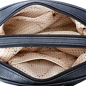 KKXIU Quilted Double Compartment Multiple Pocket Crossbody Bag for Women and Teen Girls Stylish Shoulder Purse with Tassel (c-black)